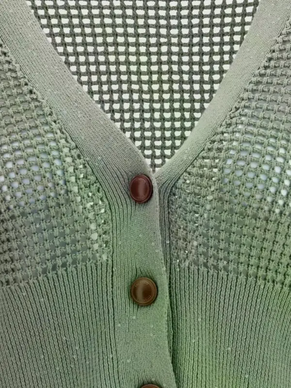 Brunello Cucinelli Sequin-embellished Open-knit Cropped Cardigan