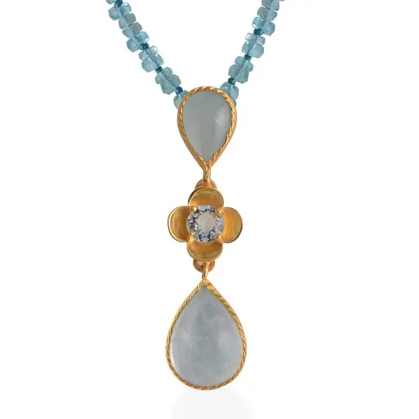 EMMA CHAPMAN JEWELS Lola Cabochon Aquamarine Pendant Necklace - Blue