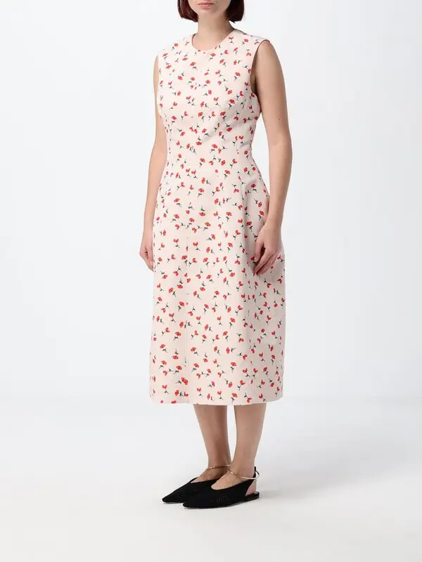 JIL SANDER Floral Technical Fabric Midi Dress
