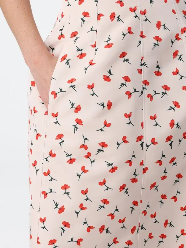 JIL SANDER Floral Technical Fabric Midi Dress