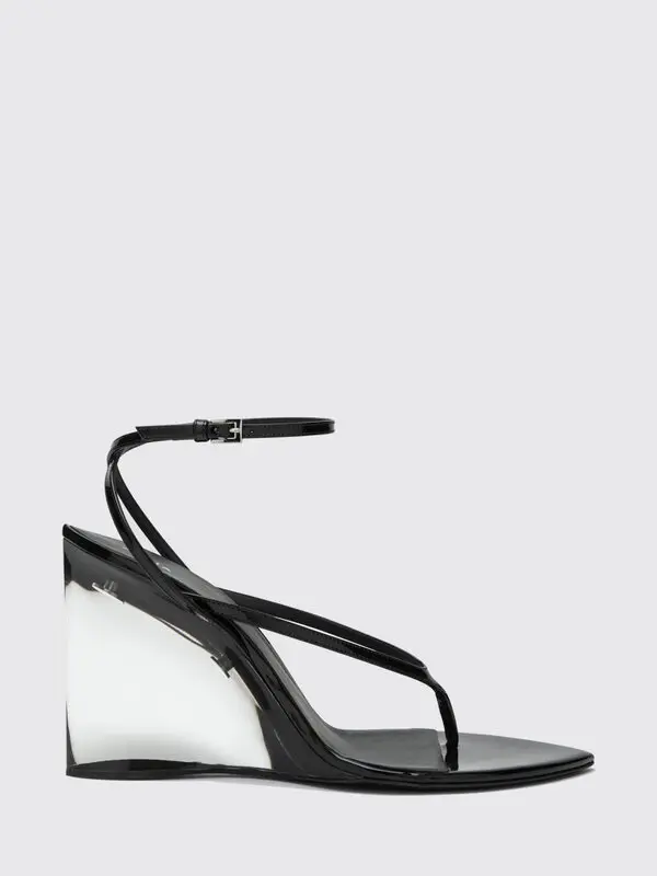 Alaïa Patent Calf Leather Wedge Sandals - Black
