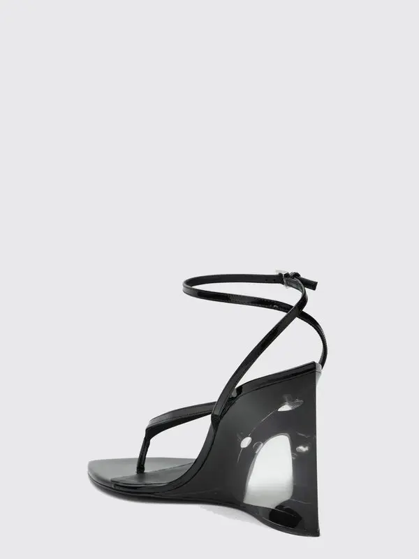 Alaïa Patent Calf Leather Wedge Sandals - Black