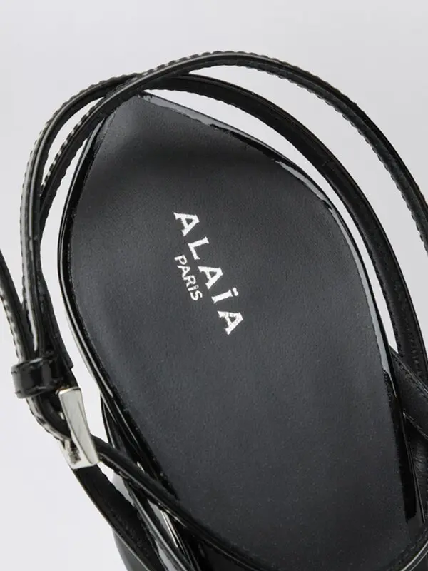 Alaïa Patent Calf Leather Wedge Sandals - Black