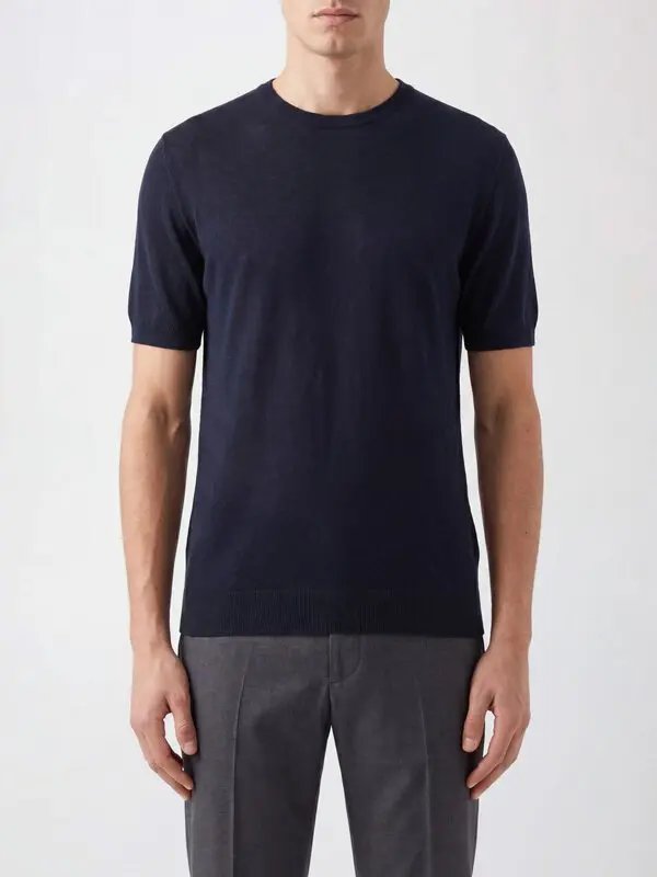 KANGRA Slim Fit Short-sleeve Cotton-blend Crewneck Jumper