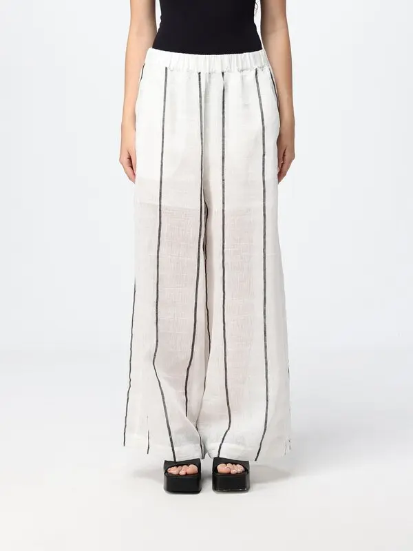 MEIMEIJ High-waisted Striped Linen Blend Palazzo Trousers
