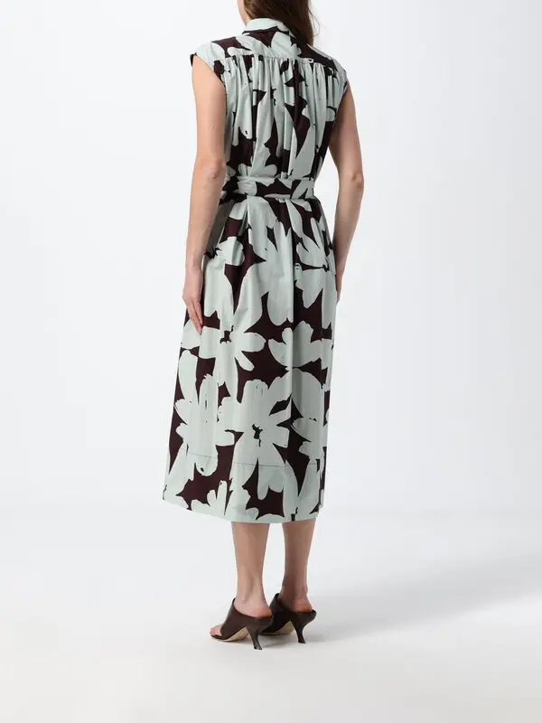 MEIMEIJ Meimei Sleeveless Floral Print Cotton Poplin Midi Shirt Dress