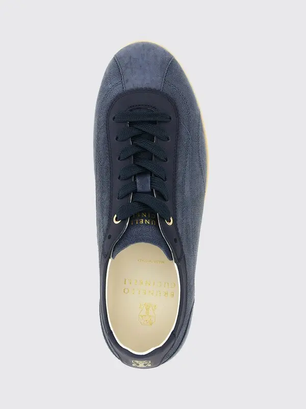 Brunello Cucinelli Low Top Sneakers In Smooth Calfskin And Nubuck