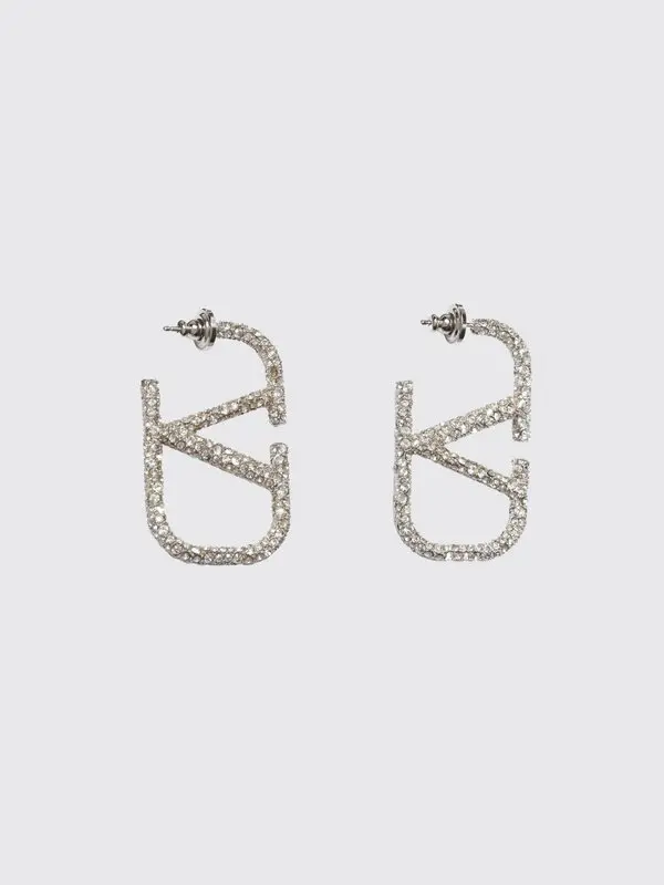 Valentino Garavani Vlogo Signature Pendant Earrings With Crystals - Silver