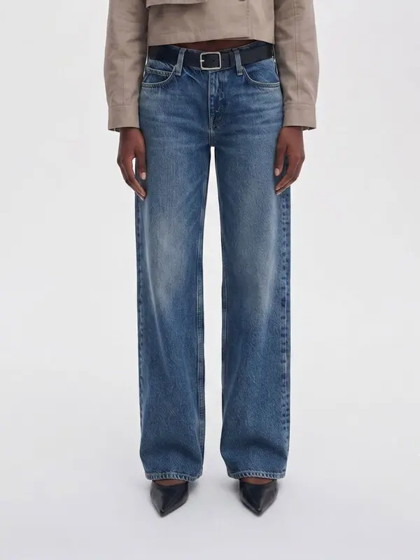 RAG&BONE Rag & Bone Mid-rise Wide Leg Jeans - Blue