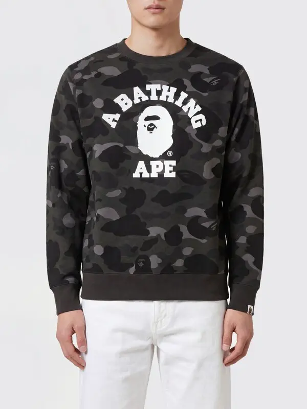 A BATHING APE Camouflage Print Cotton Jumper - Black