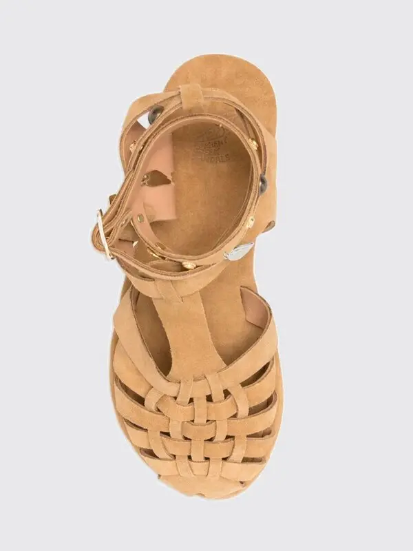 ANCIENT GREEK SANDALS Karina Suede Fisherman Sandals With Buckled Straps