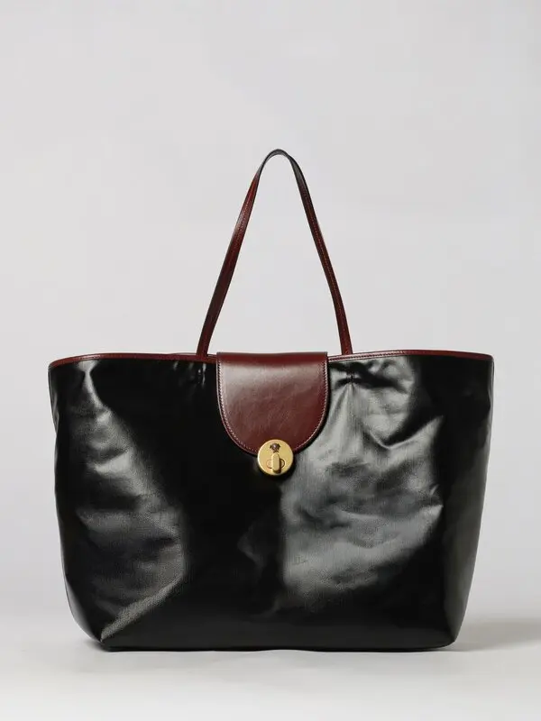Versace Medusa Logo Waxed Cotton Tote Bag With Turn-lock Closure - Black
