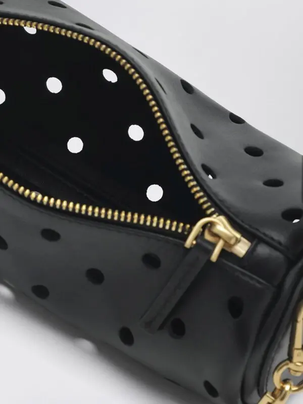 Manu Atelier Cylinder Perforated Smooth Leather Shoulder Bag