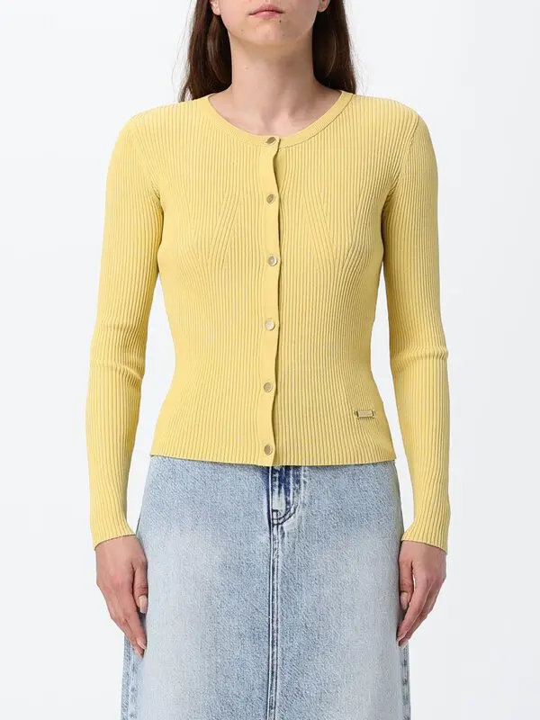 Armani Exchange Ribbed Knit Cardigan - Yellow