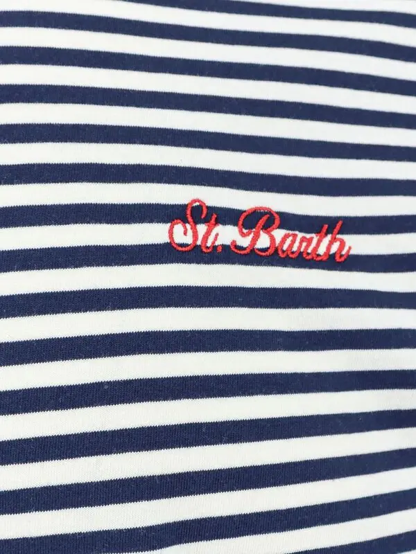 MC2 SAINT BARTH Striped Slim Fit Cotton T-shirt With Contrast Logo