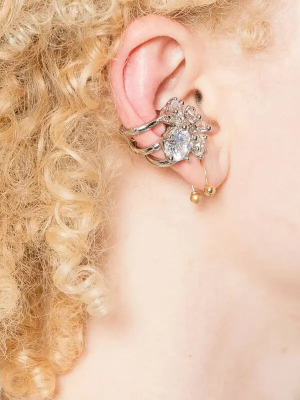 PANCONESI Set Of 3 Crystal-embellished Chrome-plated Brass Earrings