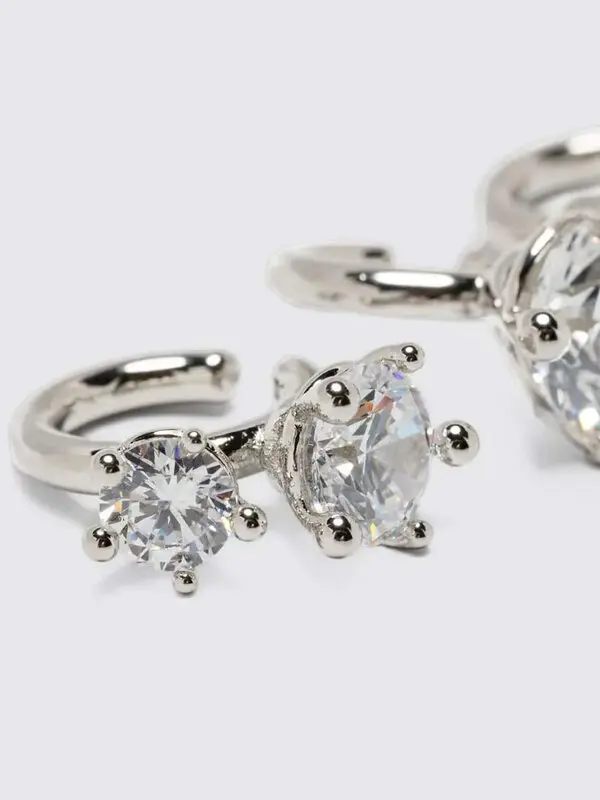 PANCONESI Set Of 3 Crystal-embellished Chrome-plated Brass Earrings
