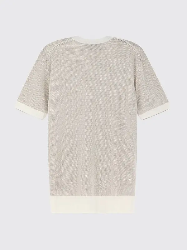 BOSS Bicolour Abstract Pattern Cotton And Silk Crewneck Jumper