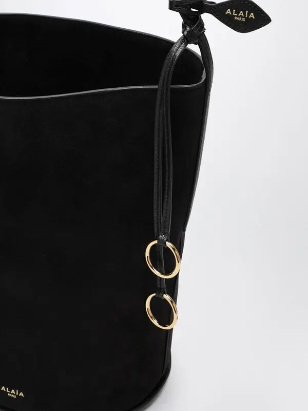 Alaïa Hip Suede Sheepskin Bucket Bag With Charm