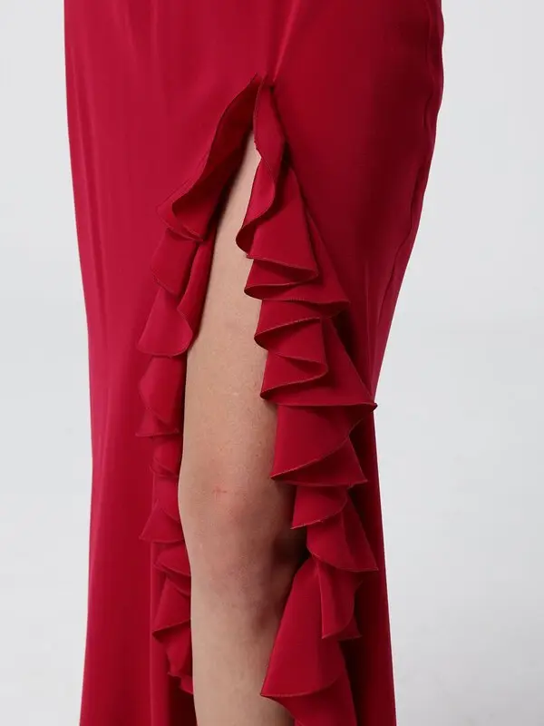 CRIDA MILANO Ibisco Crêpe Maxi Gown With Ruffles And Front Slit