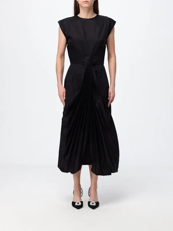 CRIDA MILANO Sleeveless A-line Cotton Poplin Midi Dress With Knotted Waist