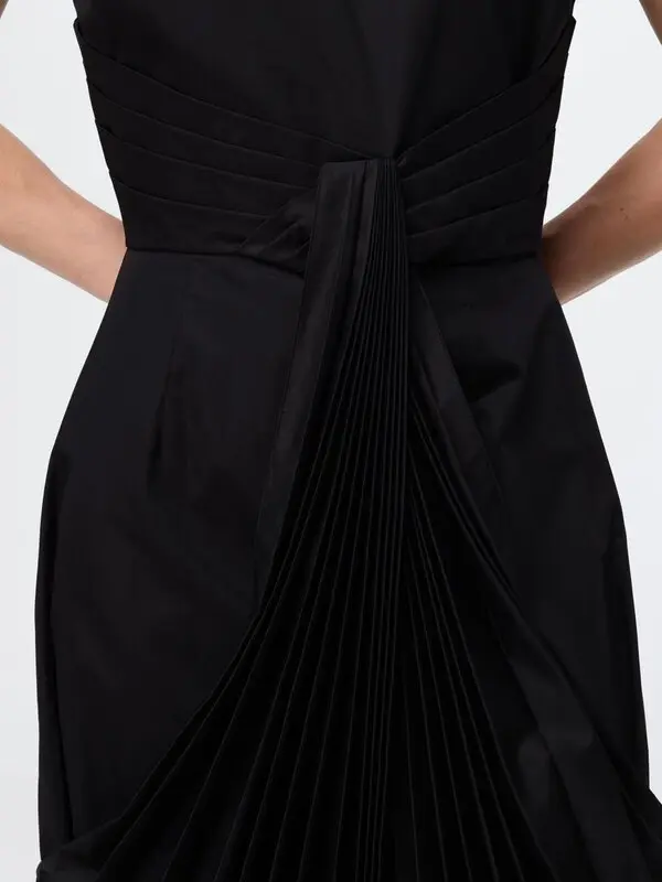 CRIDA MILANO Sleeveless A-line Cotton Poplin Midi Dress With Knotted Waist