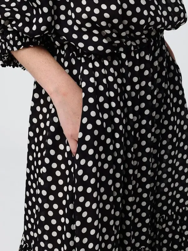 CRIDA MILANO Formentera Polka-dot Viscose Maxi Dress With Straight Neckline And Elasticated Waist