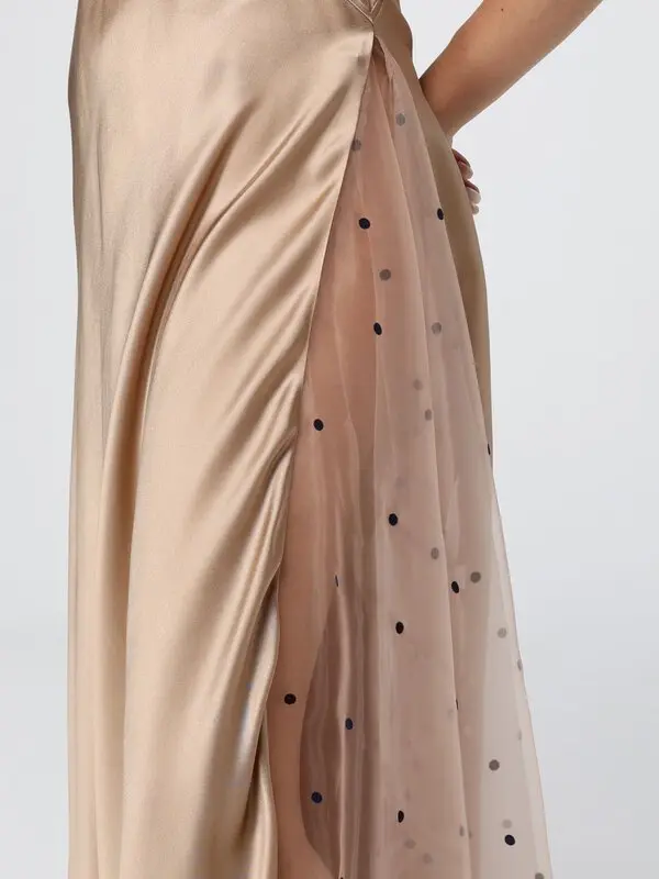 CRIDA MILANO Elba V-neck Satin Maxi Gown With Train