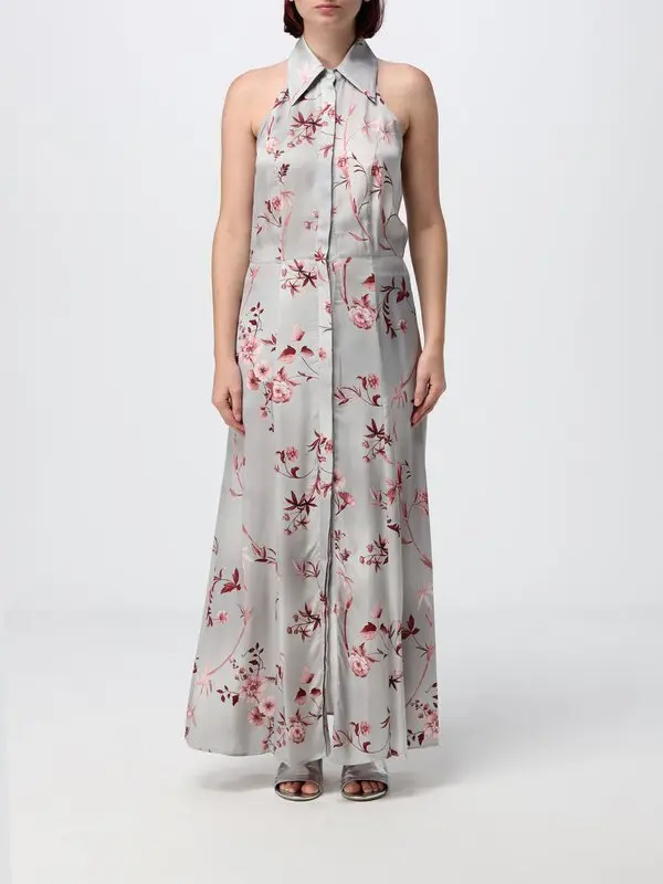 CRIDA MILANO Campanula Floral-print Silk Maxi Chemisier Dress With Halter Neck