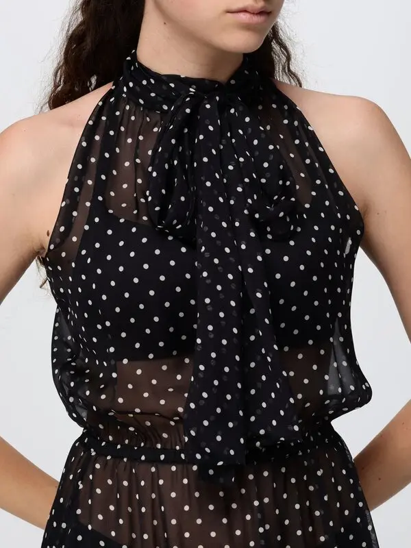 CRIDA MILANO Taormina Polka-dot Silk Chiffon Midi Dress With Halter Neck