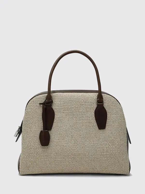 THE ROW India Linen And Cotton Blend Handbag With Leather Details