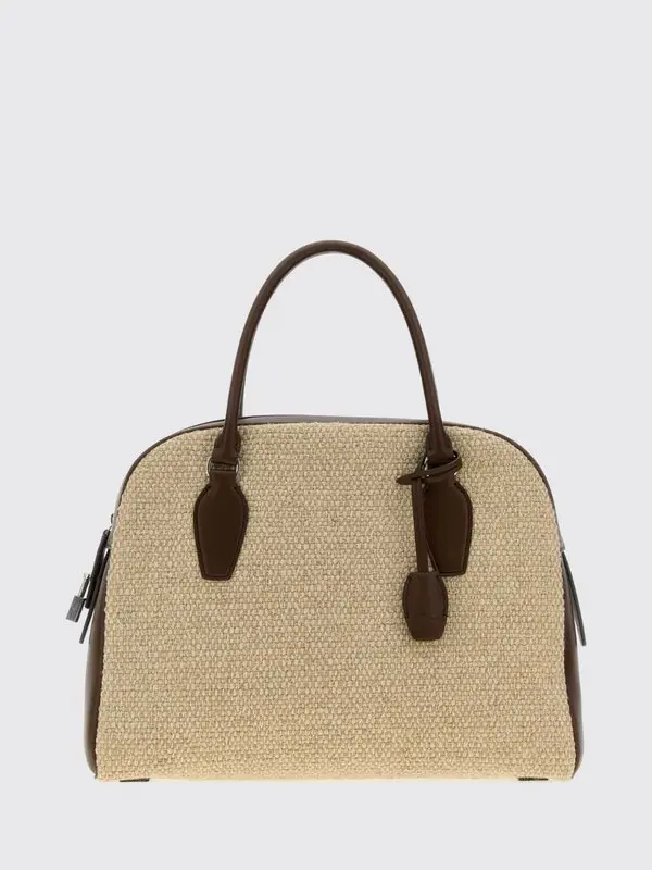 THE ROW India Linen And Cotton Blend Handbag With Leather Details