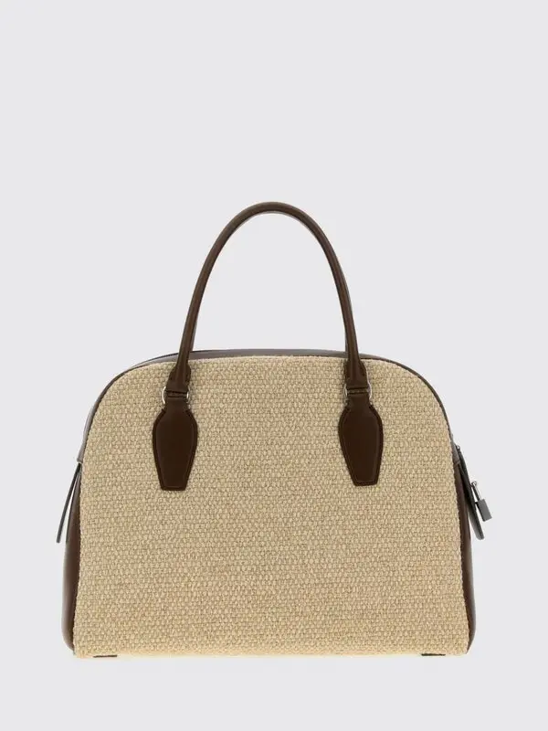 THE ROW India Linen And Cotton Blend Handbag With Leather Details