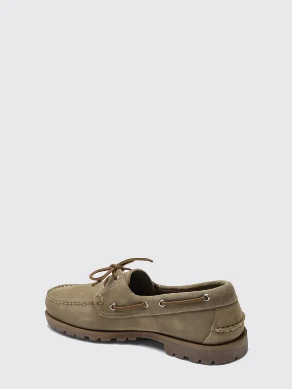 Paraboot Suede Leather Boat Shoes With Notched Rubber Sole