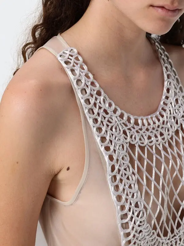 Emporio Armani Off-the-shoulder Tulle Top With Macramé Inserts