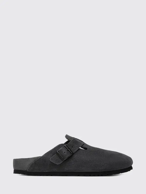 BIRKENSTOCK Boston Suede Clogs With Adjustable Strap - Grey