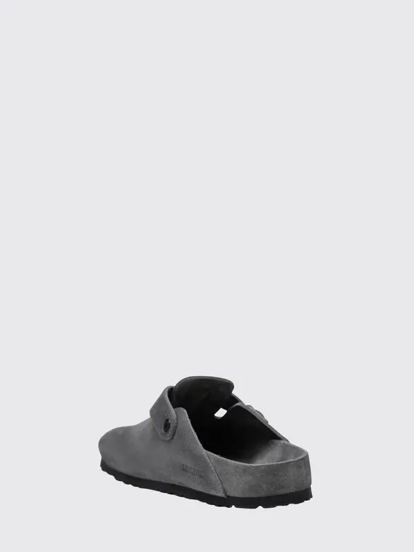 BIRKENSTOCK Boston Suede Clogs With Adjustable Strap - Grey