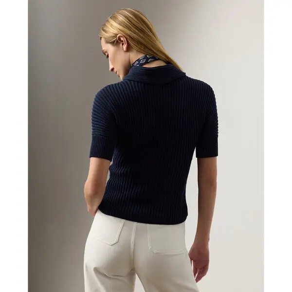 Ralph Lauren Cotton-silk Shawl-collar Sweater