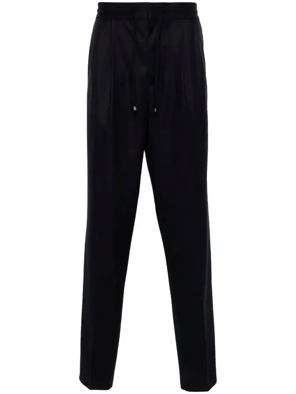 Brunello Cucinelli Wool Flannel Leisure Fit Trousers With Drawstring A