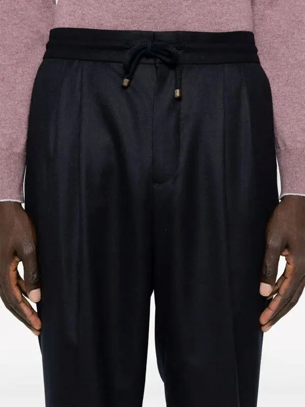 Brunello Cucinelli Wool Flannel Leisure Fit Trousers - Blue