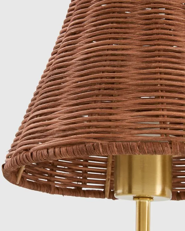 Quince Curved Iron Sconce With Rattan Shade