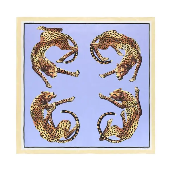 Givenchy Cheetah Print Silk Scarf - Blue