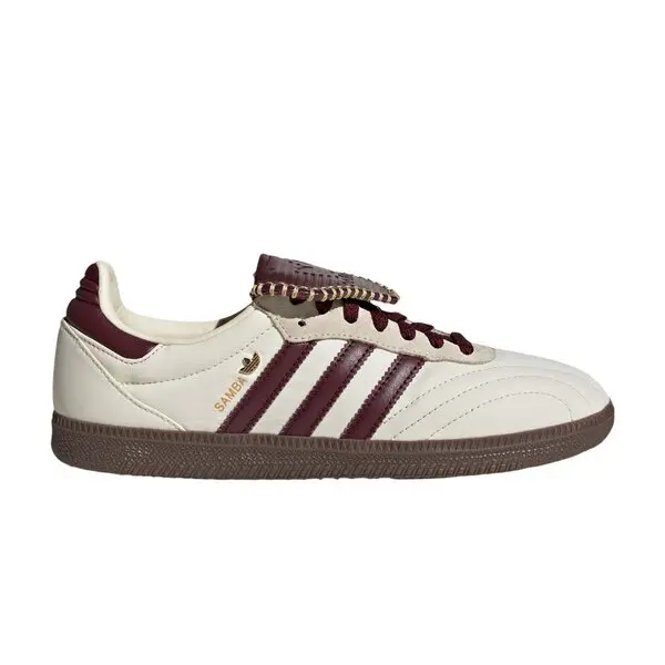 Adidas Wmns Samba Long Tongue White Maroon Gold Metallic - Cream