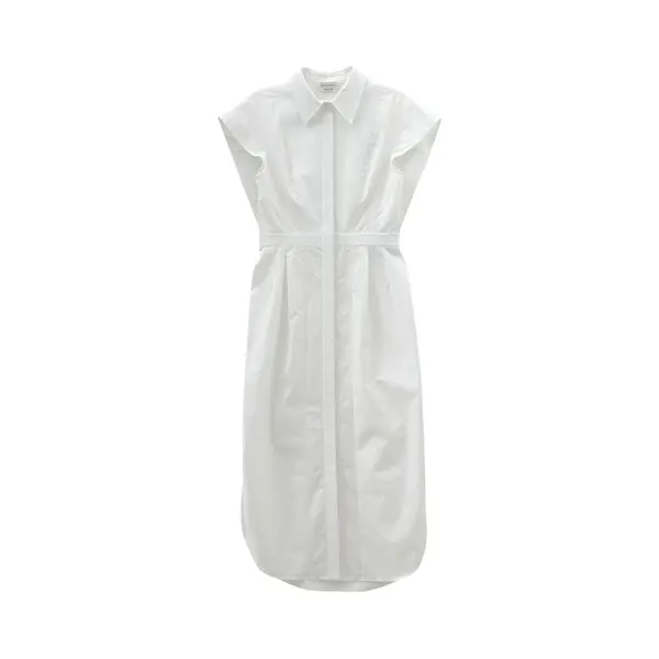 Alexander McQueen Cotton Shirt Dress - White
