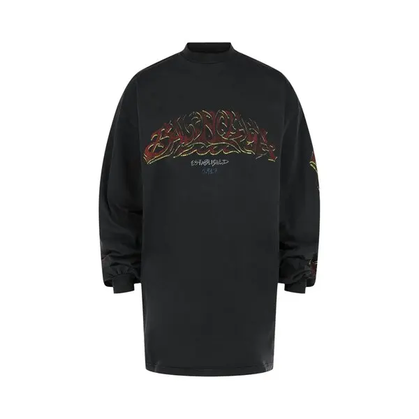 Balenciaga Graphic Long-sleeve T-shirt - Black