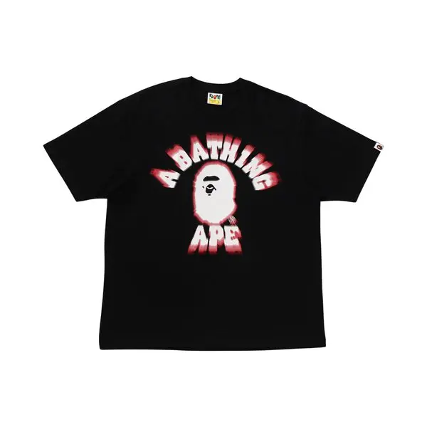 A BATHING APE Spray College Relaxed Fit Tee - Black