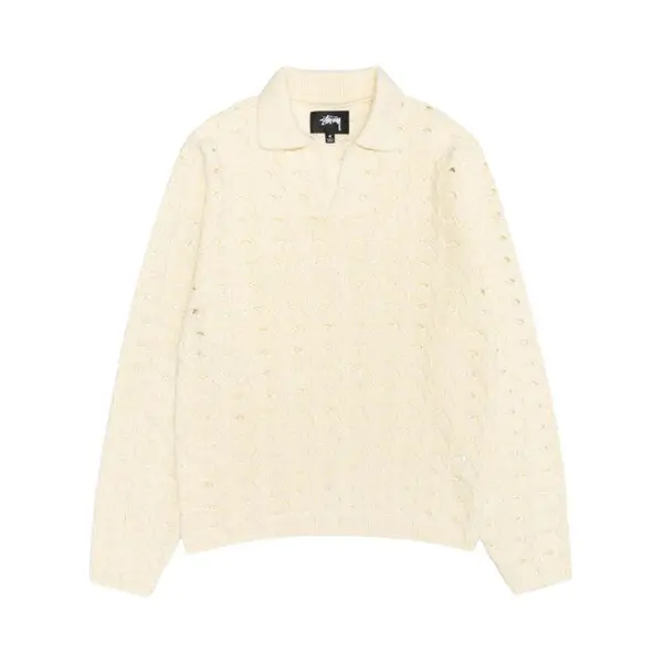 StÜssy Open Knit Collared Sweater 'ivory