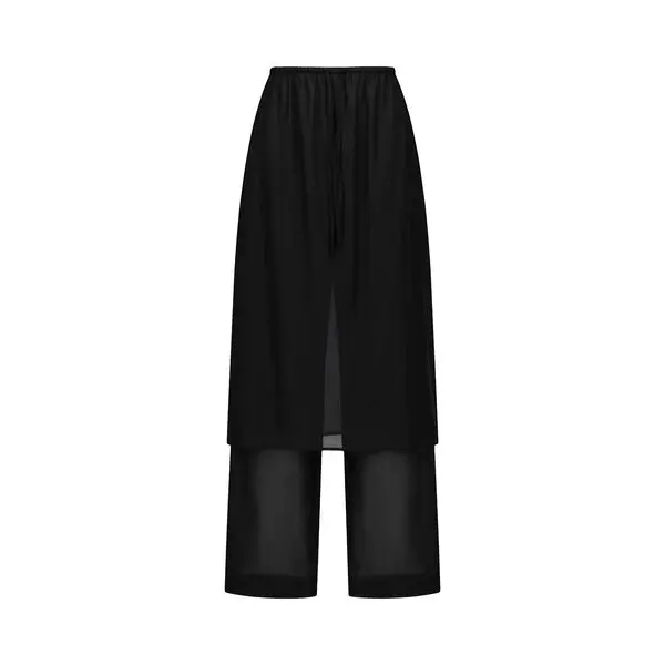 AMOMENTO Layered Sheer Pants - Black
