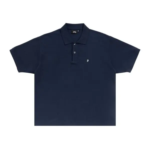 StÜssy Classic Pique Polo Shirt 'navy