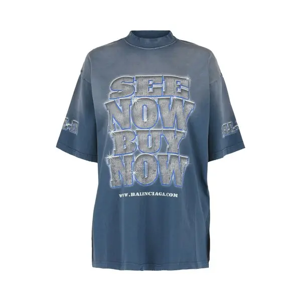 Balenciaga Medium Fit See Now Buy Now Graphic T-shirt 'washed - Blue